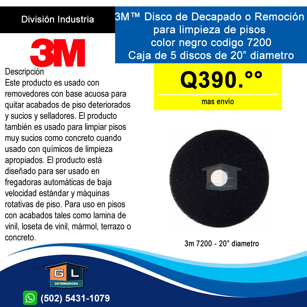 Disco para Limpieza de Pisos 3M™ Scotch-Brite™ 7200 - 20" diametro - GL ...