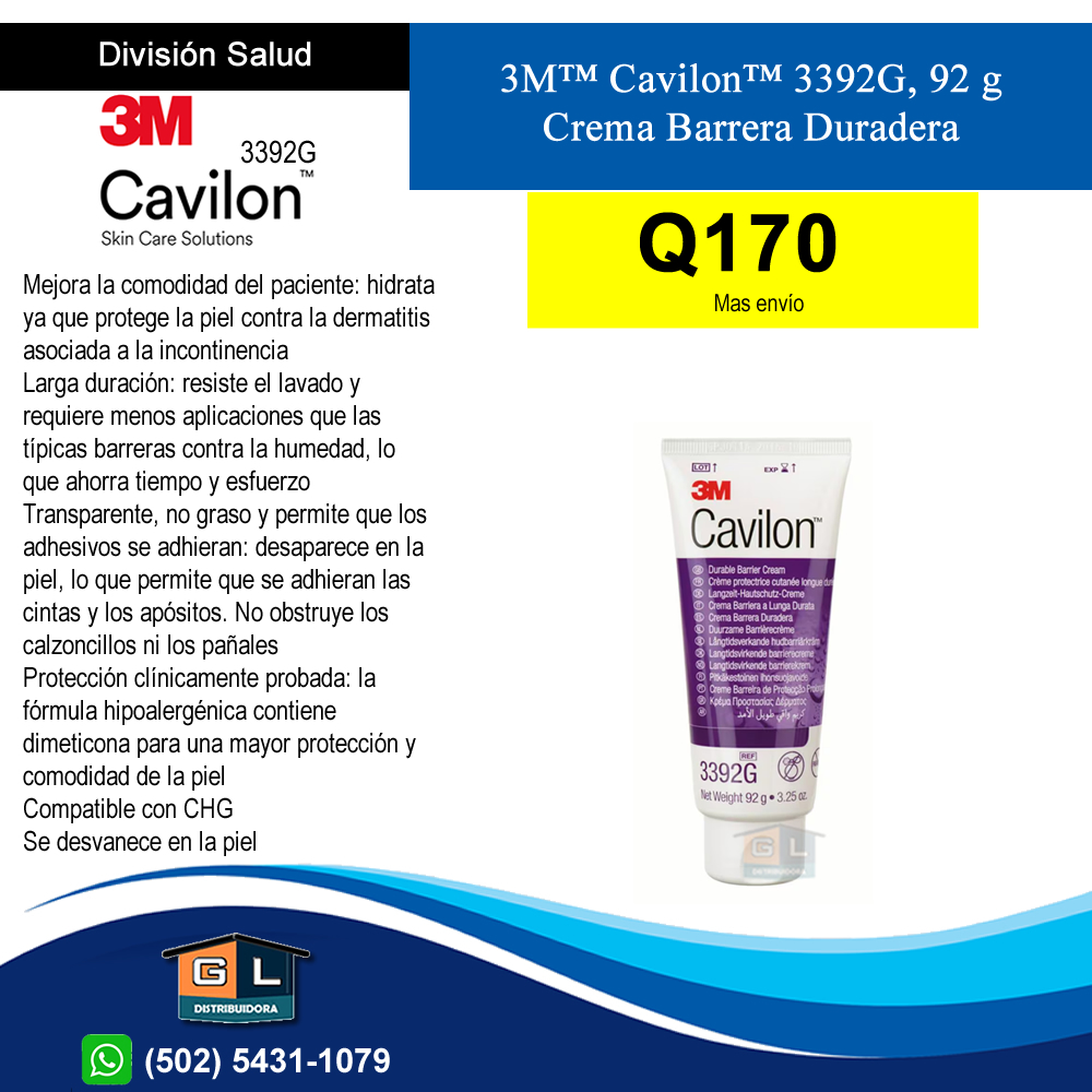 3M™ Cavilon™ 3392G de 92 g Crema Barrera Duradera - GL Distribuidora ...
